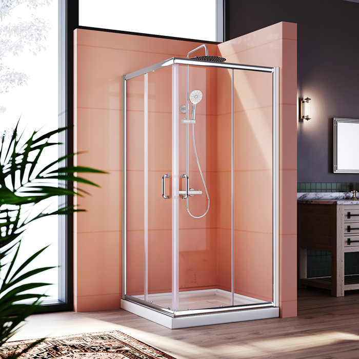 Elegant 36 x 36 x 72 Inch Framed Square Shower Enclosure, Corner Shower Door with 1/4'' (6mm ...